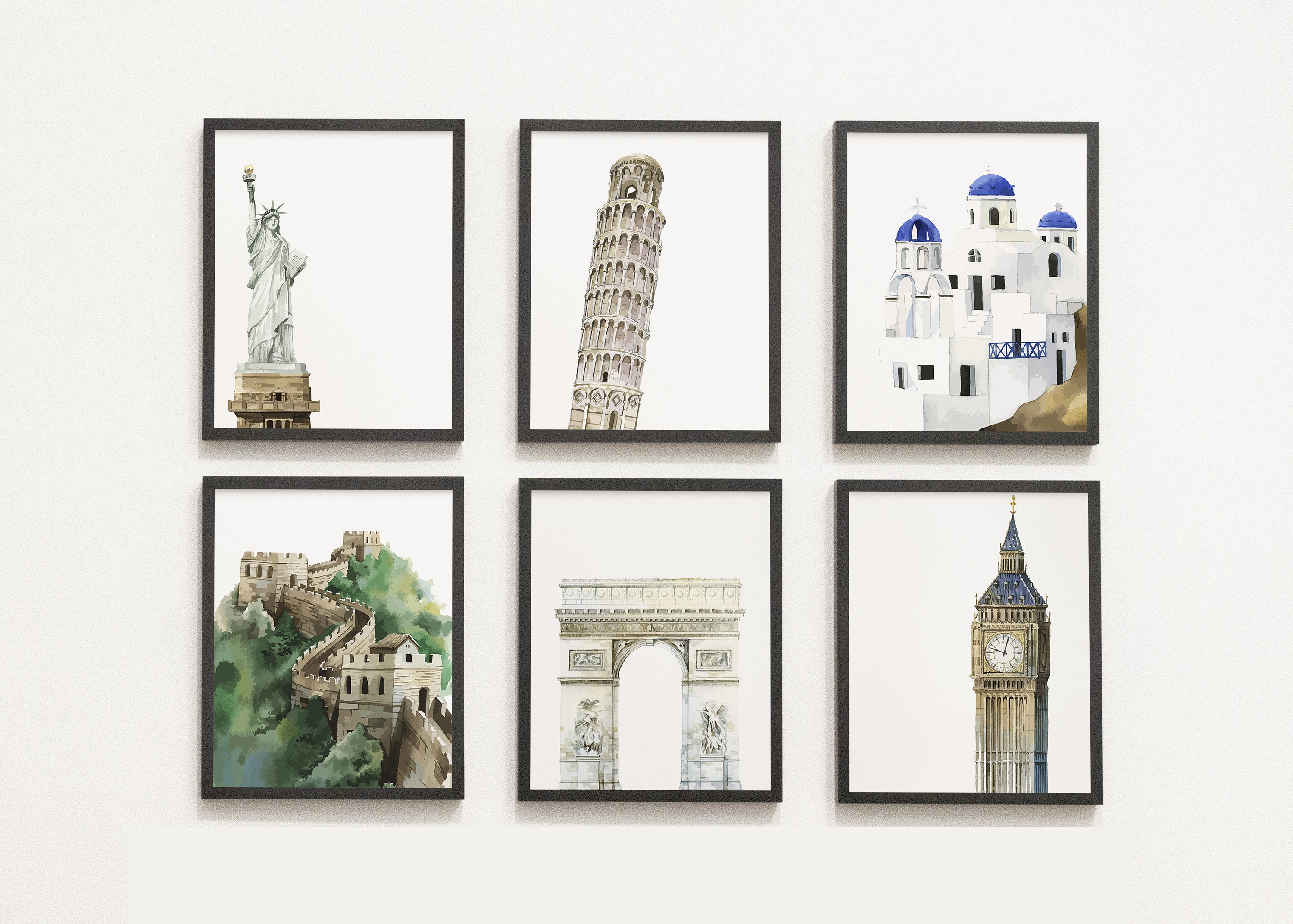 Landmarks Gallery Wall set of 6 Elementary Middle School | Etsy