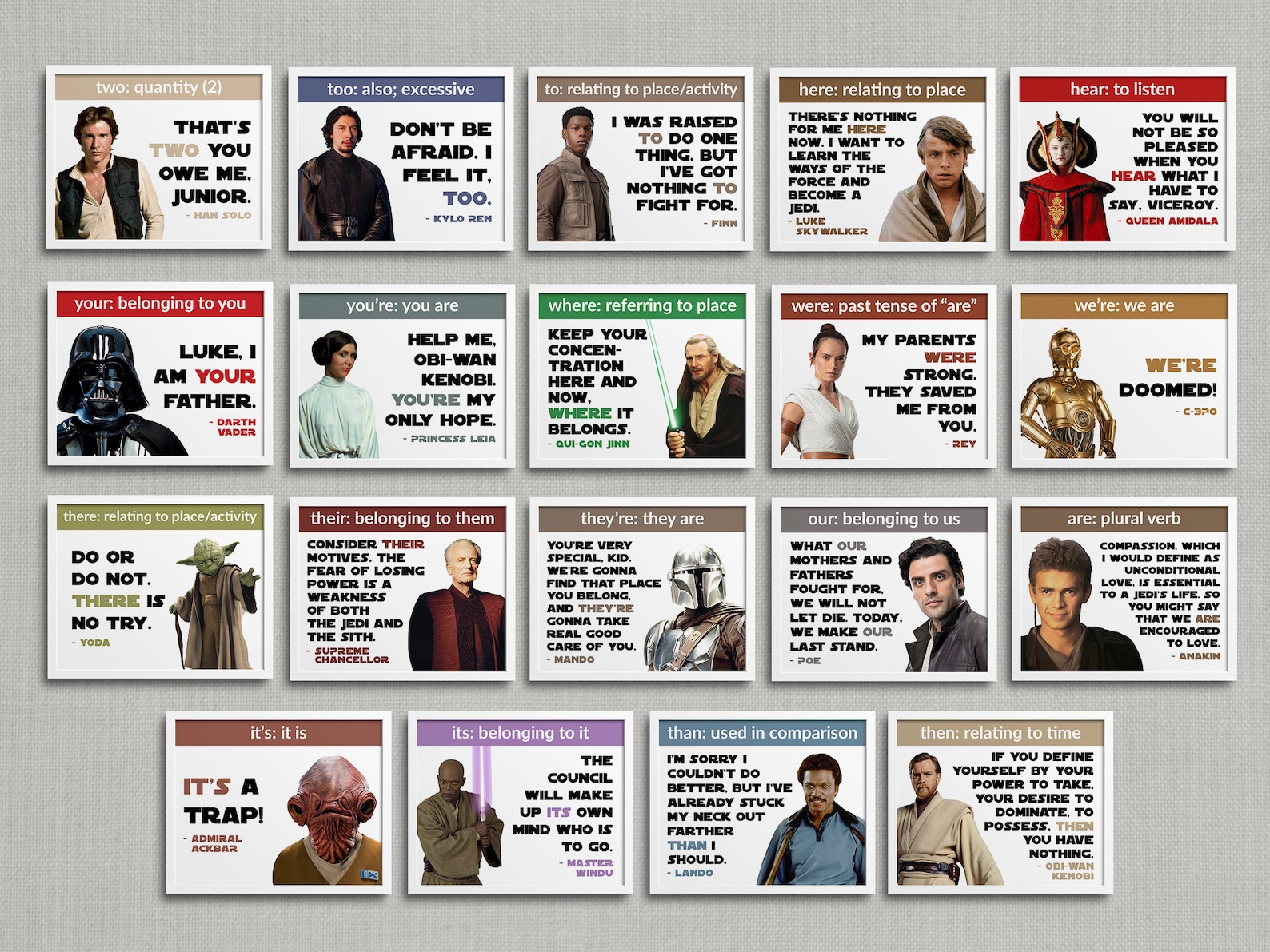 STAR WARS Grammar Posters 19 Digital Poster English Lit - Etsy
