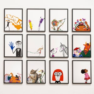 Art Book Characters Gallery Wall - Art Class, Art Studio, Artist, Kids ...