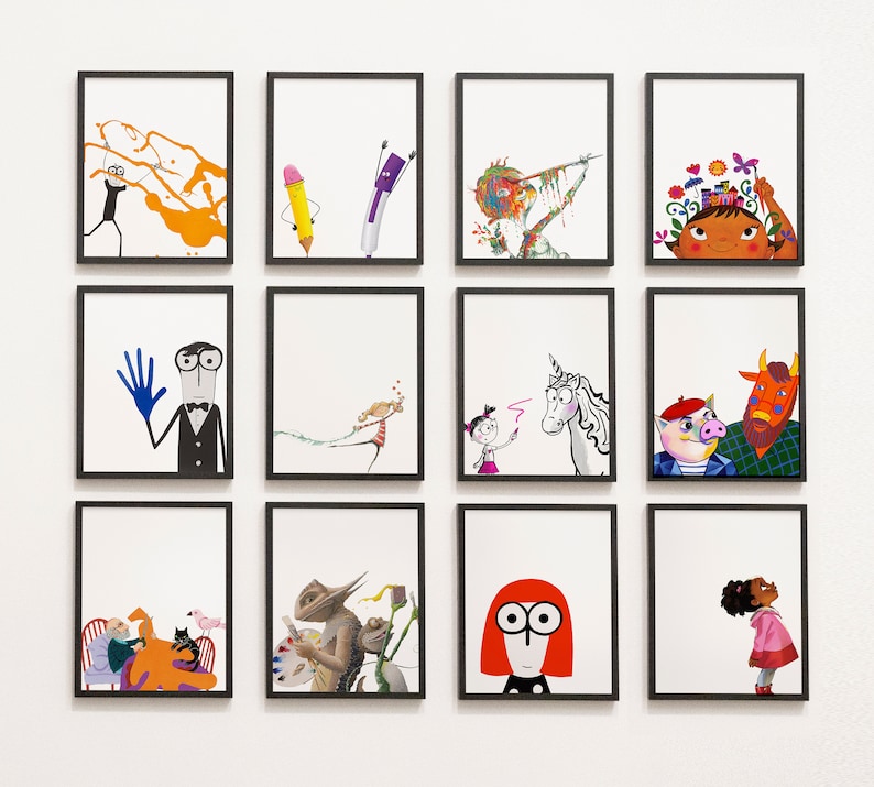 Art Book Characters Gallery Wall Art Class Art Studio - Etsy