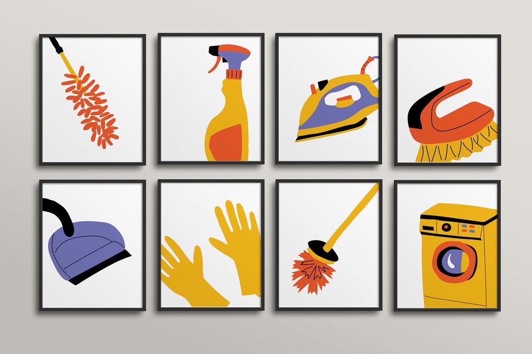 Cleaning Supplies Gallery Wall, Bold Art, Cleaning Service, Laundry ...