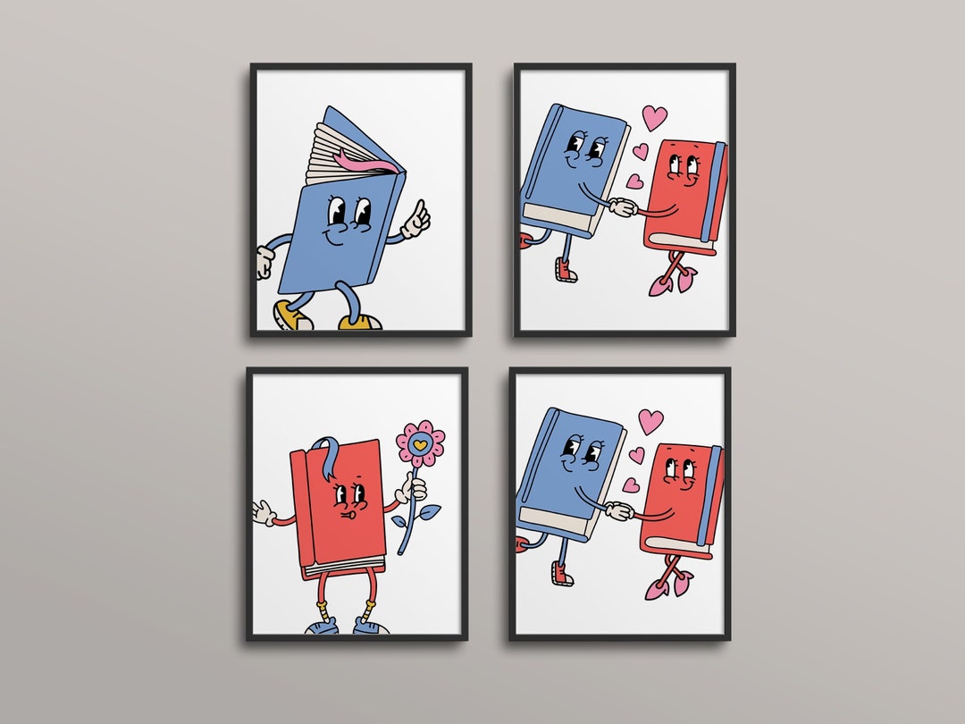 Cute Cartoon Books Art Classroom Decor Elementary School Cartoon ...