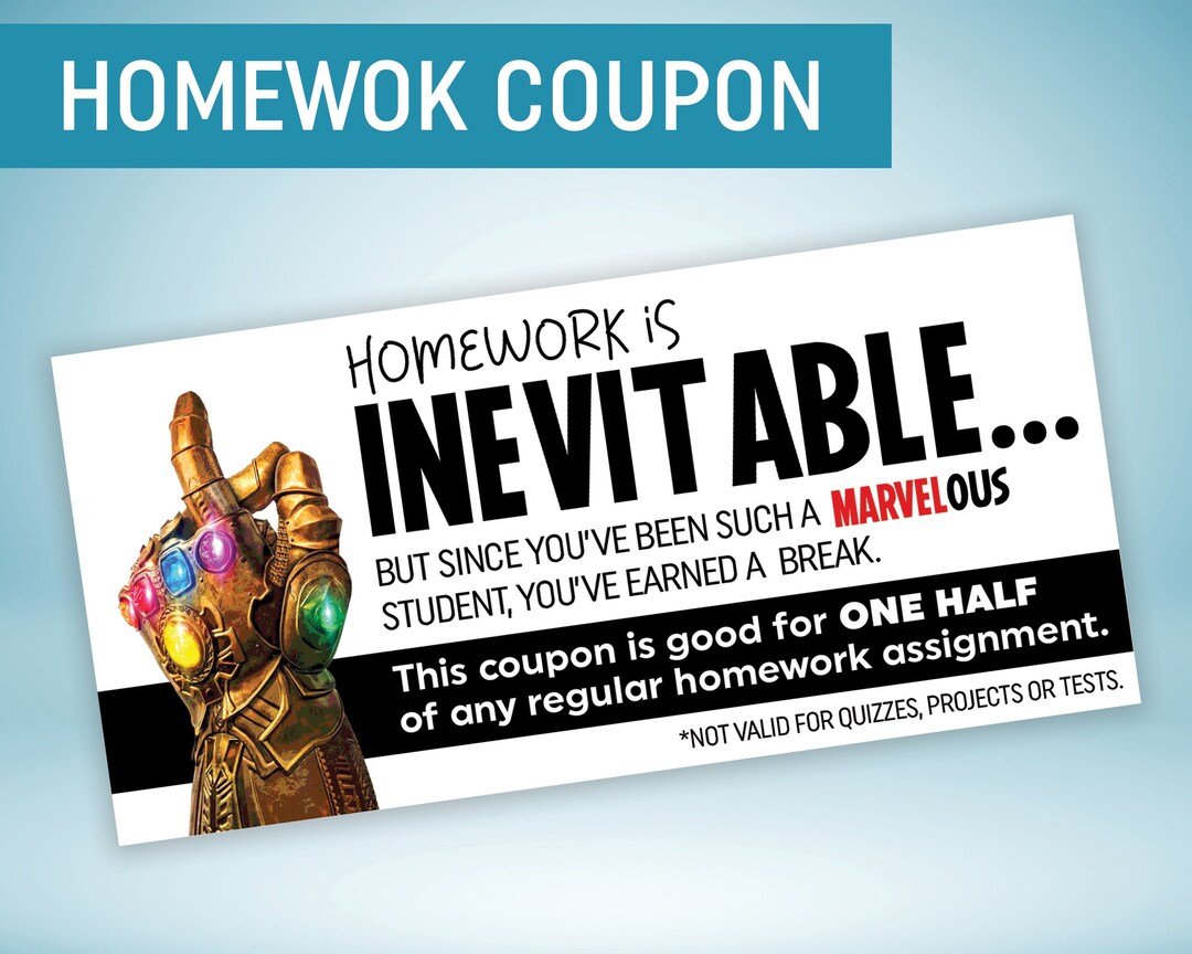 Thanos Homework Coupon - Behavior Reward Coupons, Elementary, Middle ...