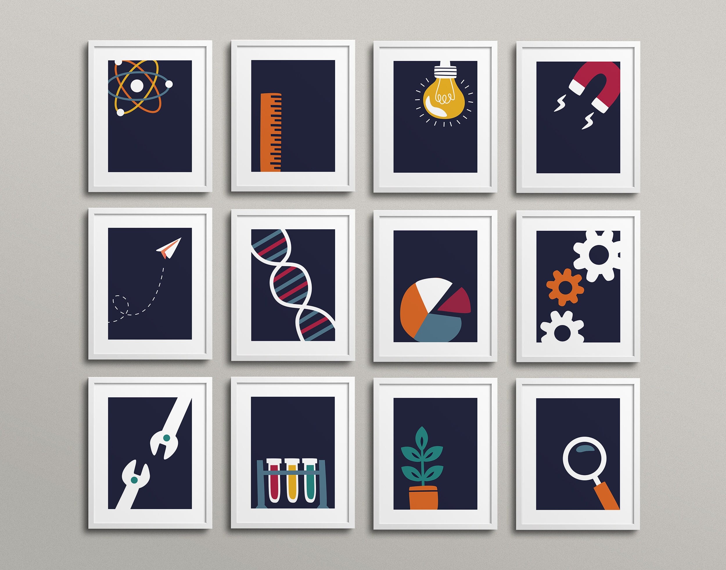 STEM Gallery Wall Dark Blue Classroom Decor High School - Etsy