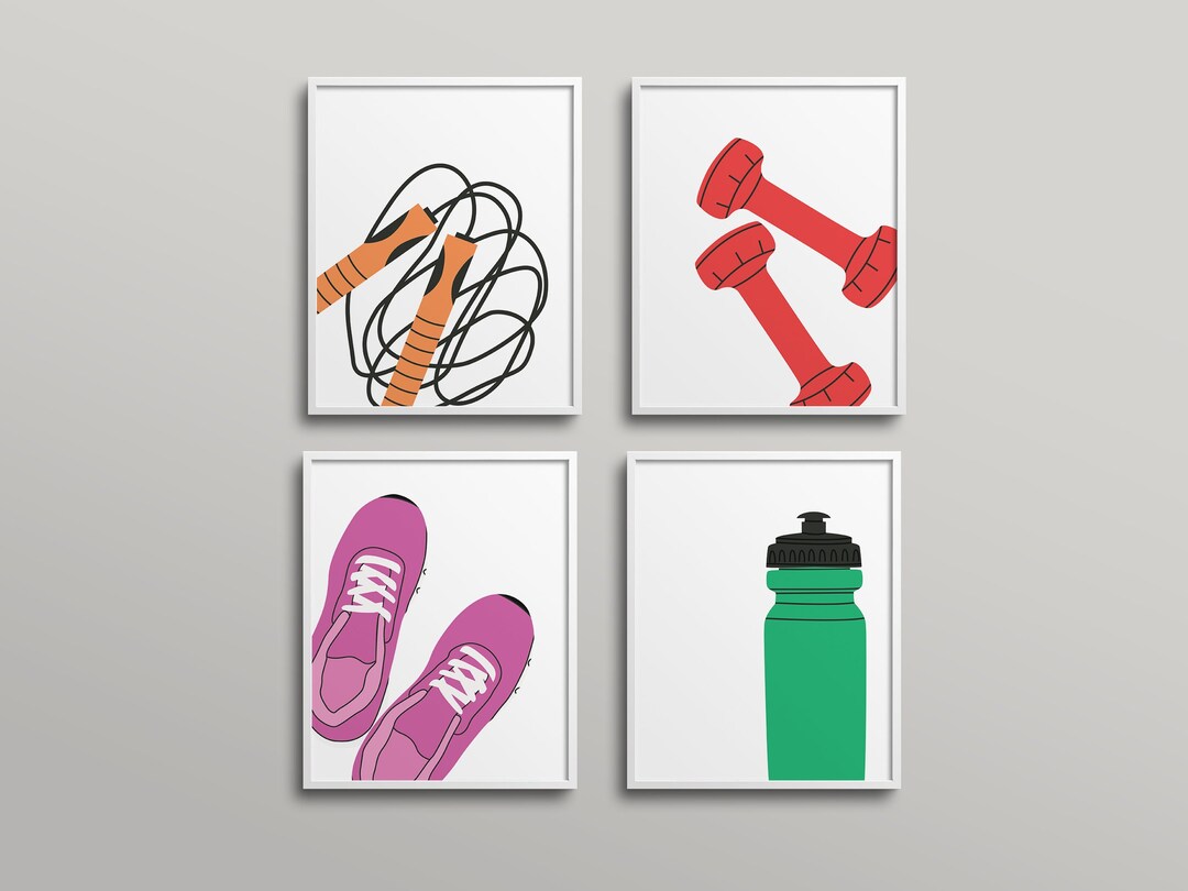 Colorful Fitness Gym Decor Gallery Wall - DIGITAL at Home Fitness ...