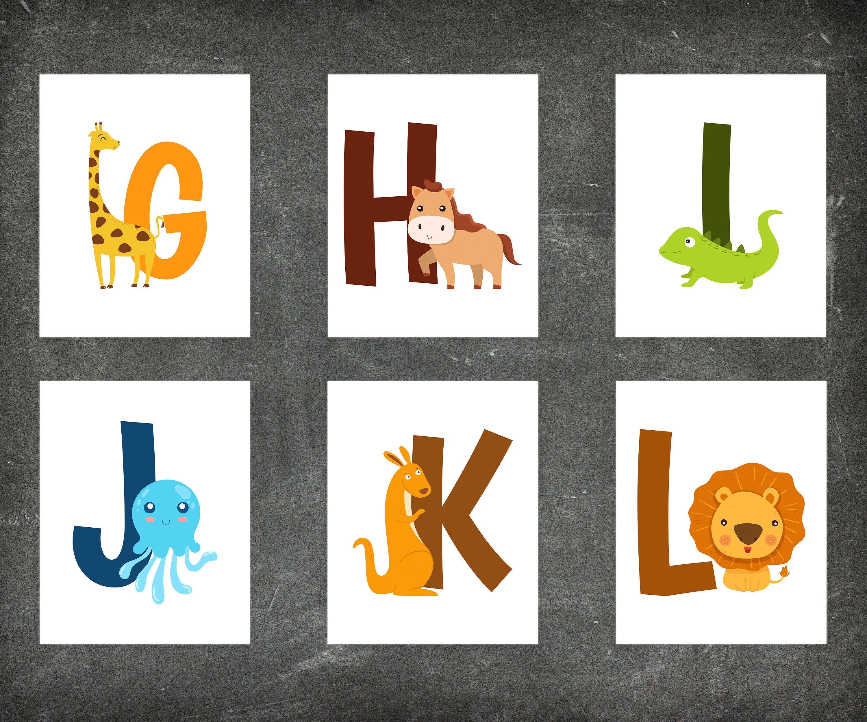 Animal ABCs digital printable instant download nursery | Etsy