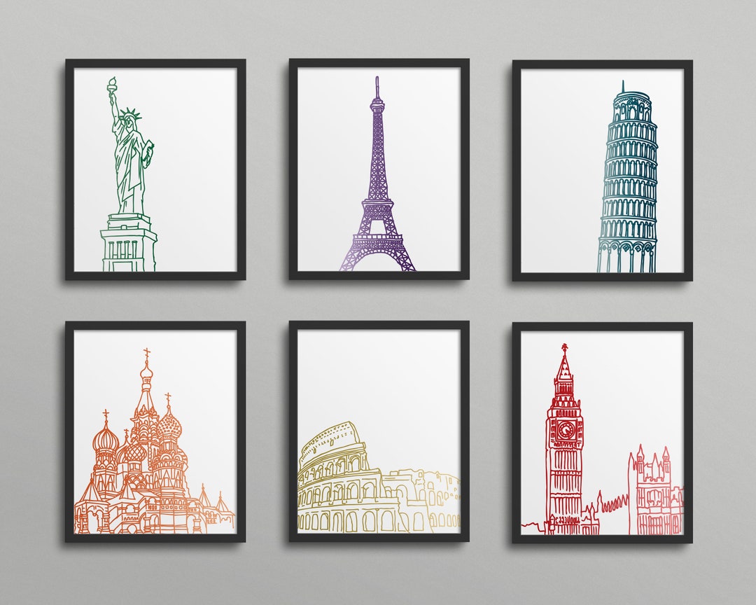 Landmarks Gallery Wall - (set of 6) Elementary, Middle School, High ...