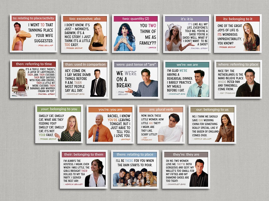 FRIENDS TV Show Grammar Posters (17) Digital Posters English Lit ...