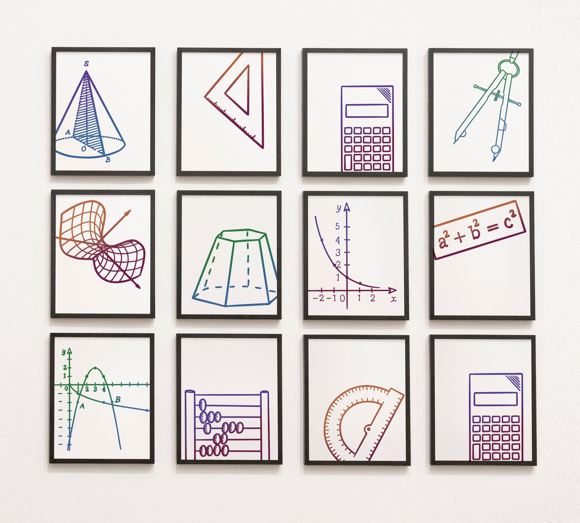 Math Class Gallery Wall - Classroom Decor, High School Middle School ...