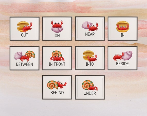 Preposition Posters Set of 10 Crabs Digital Printable - Etsy