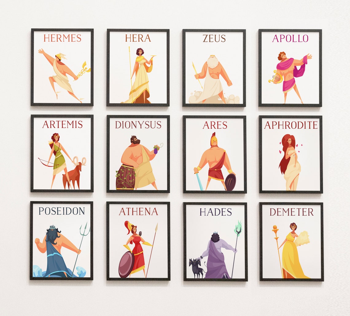 GREEK Gods Gallery Wall - Greek Mythology, Goddess, History Class ...