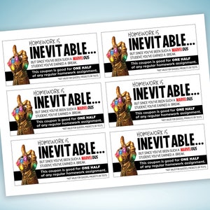 Thanos Homework Coupon - Behavior Reward Coupons, Elementary, Middle ...