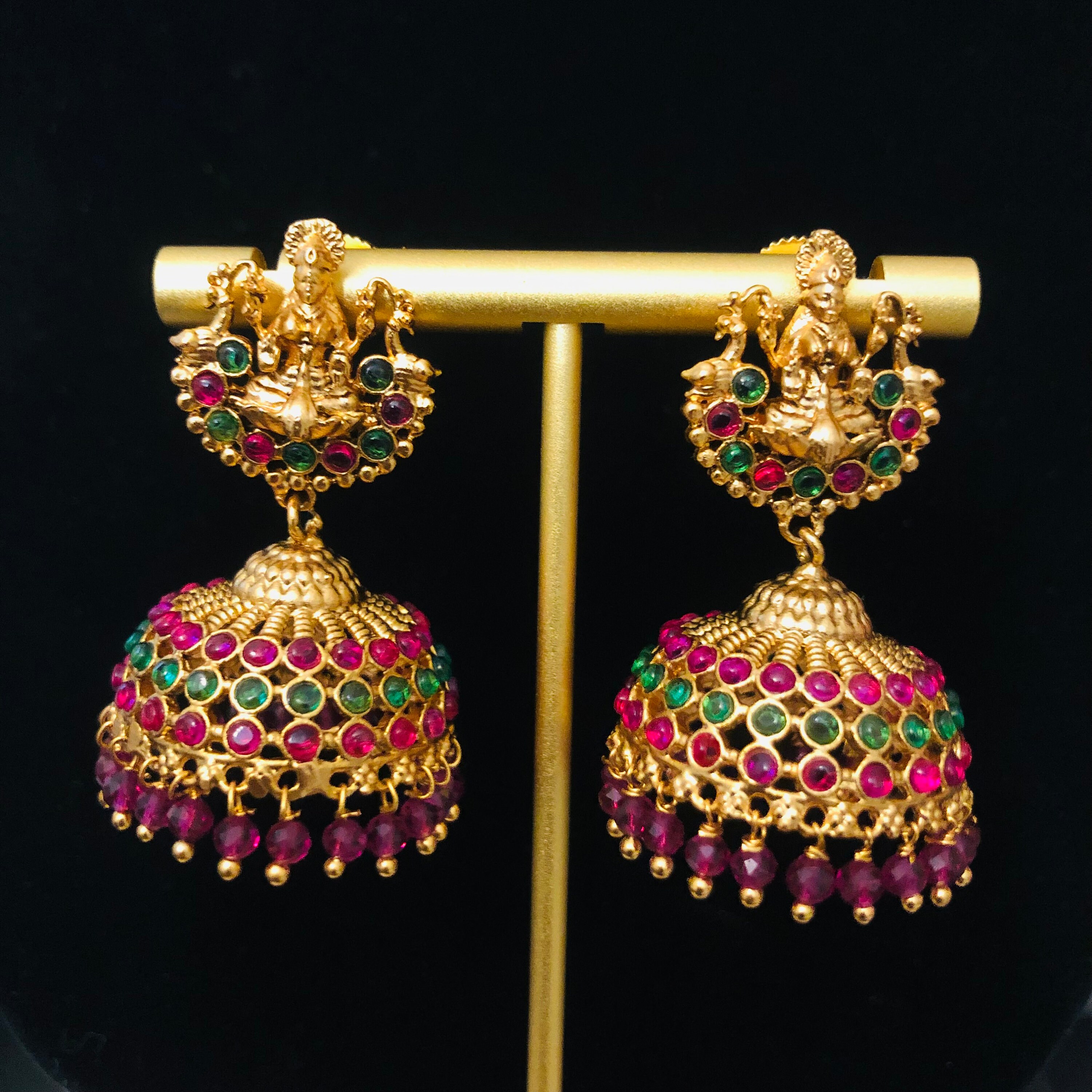 Golden Jhumka/ Ruby Indian Jhumka Earrings/ Emerald Meenakari - Etsy