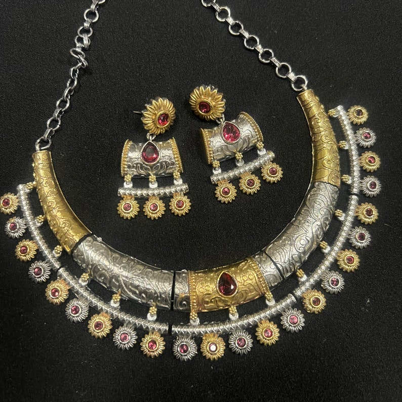 Designer Dual Tone Hansli Necklace/ Silver Oxidized Rajasthani Hansli ...