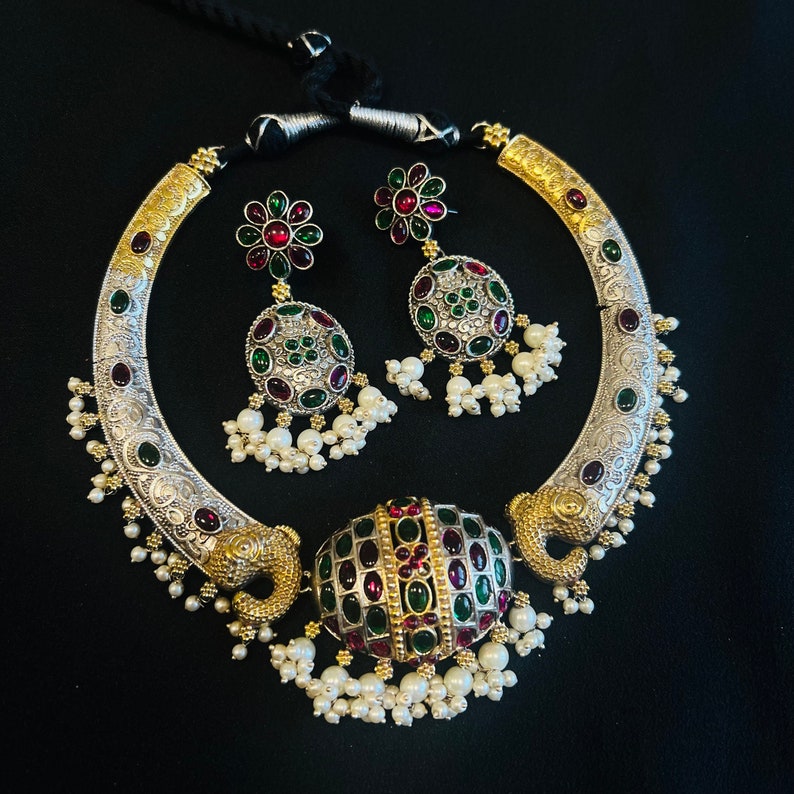 Dual Tone Hansli Necklace: Oxidized Silver Rajput Tribal Jewelry - Etsy