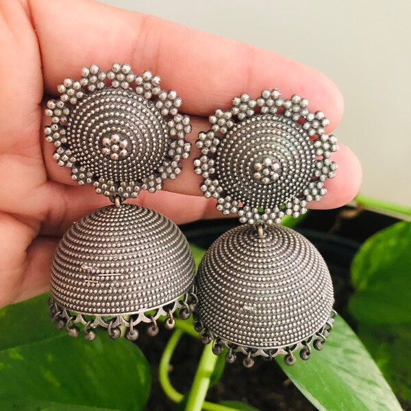 Silver Jhumkas - Etsy