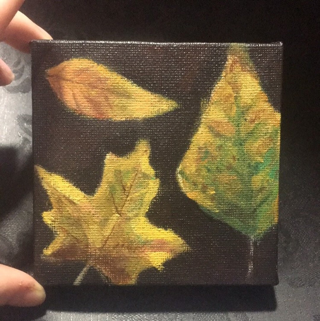 Fall Leaves Painting 4 in Acrylic on Canvas Hand Painted Fall Decor - Etsy