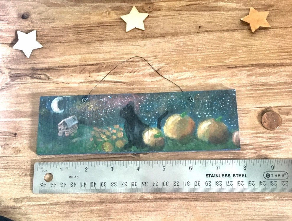 Black Cat Fall Sign Hand Painted Wall Hanging Fall Halloween Decor - Etsy