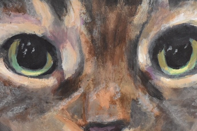 Cat Face Close up Orginal Acrylic Painting 5in by 7in Wood - Etsy
