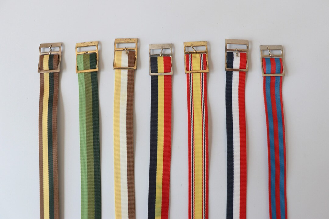 Vintage 1977 Nylon Watch Striped Strap - Etsy