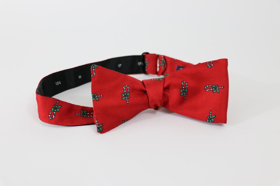 Vintage Red Silk Lands End Candy Cane Bow Tie - Etsy