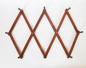 Vintage Chunky Wooden Accordion Peg Rack Cottagecore - Etsy