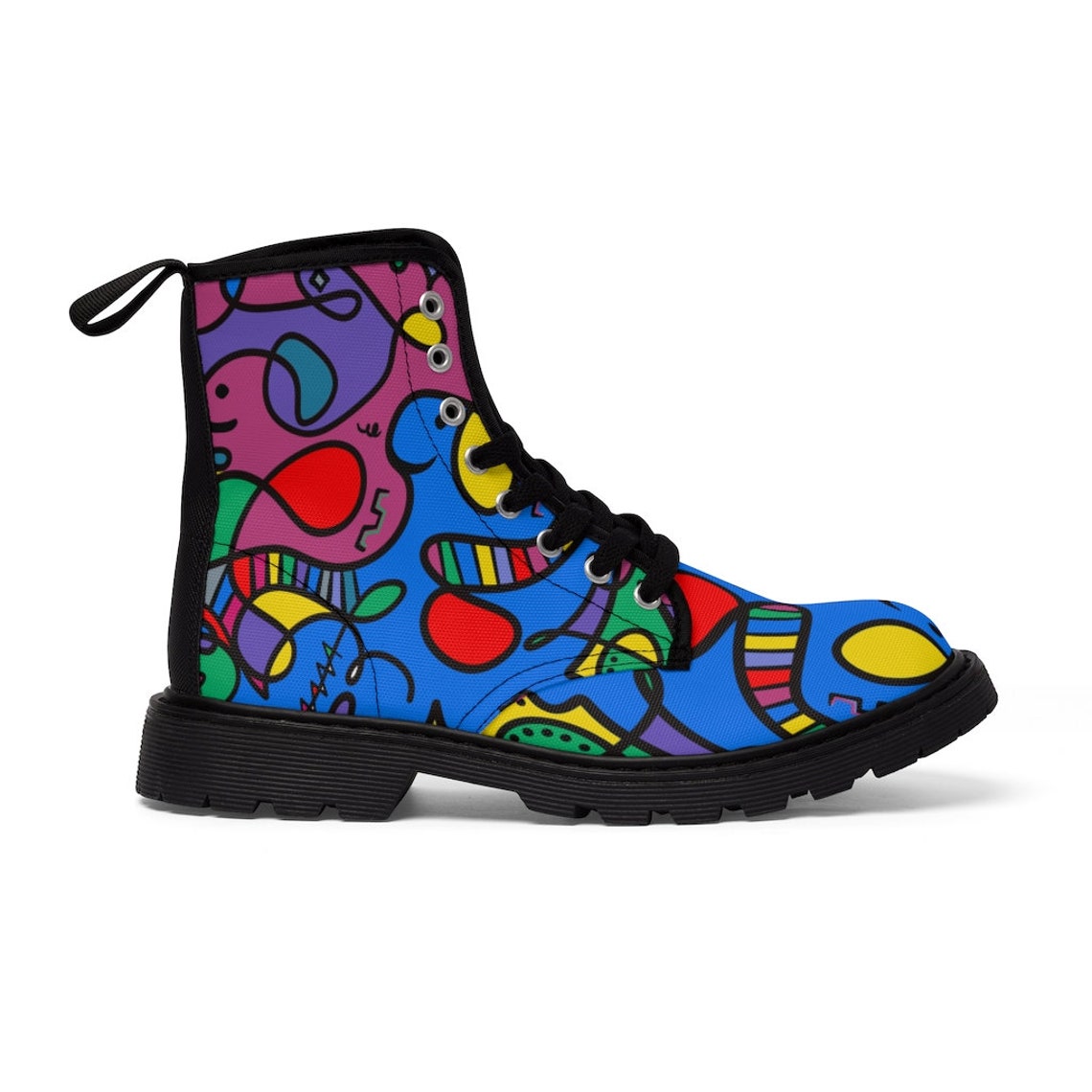 Women's Colorful Canvas Boots Pop Art Custom Print - Etsy UK