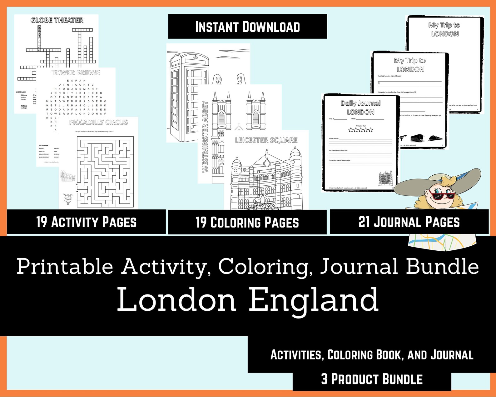 Printable Activities for Kids, Coloring Book, Journal Bundle - London ...