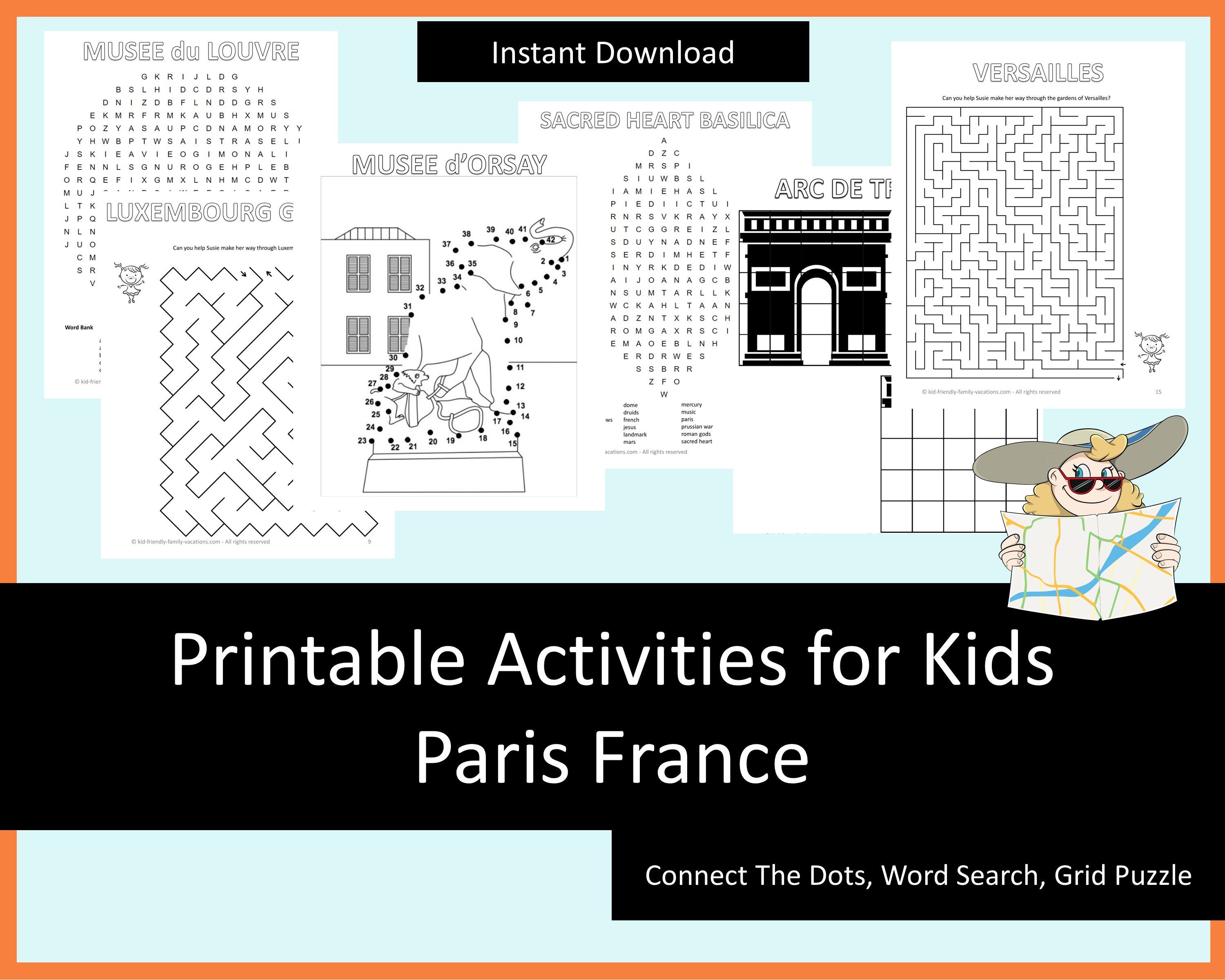 Printable Travel Activities for Kids - Paris France , Travel Games ...