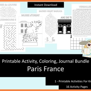 Printable Activities for Kids, Coloring Book, Journal Bundle - Paris ...