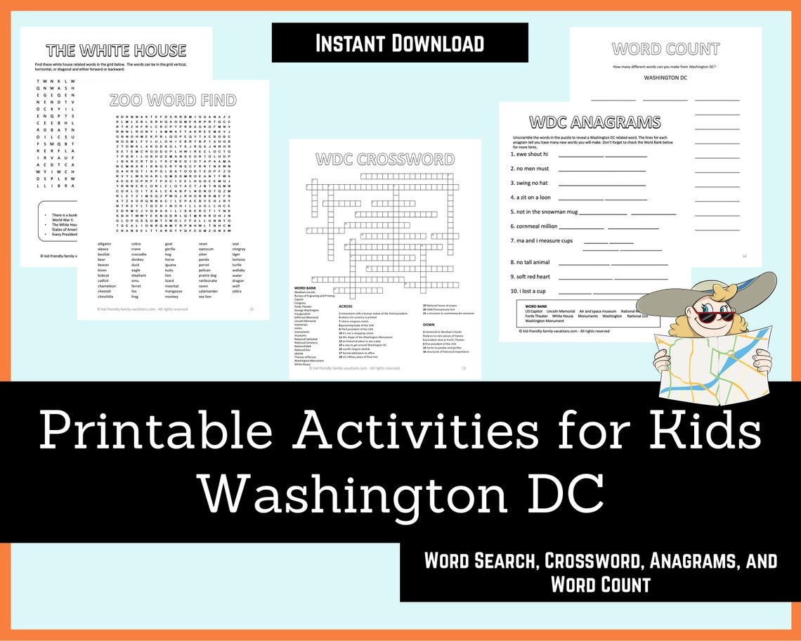 Printable Activities for Kids Washington DC Homeschool - Etsy