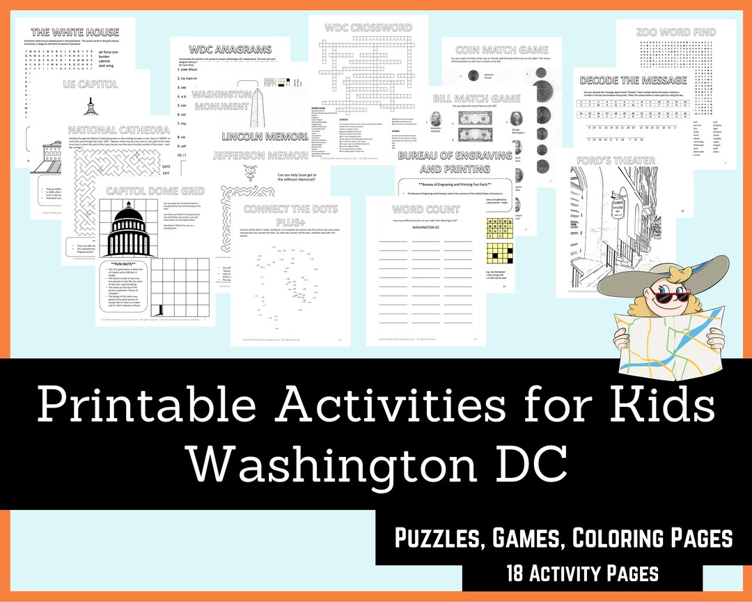 Printable Activities for Kids - Washington DC , Homeschool, Travel Play ...