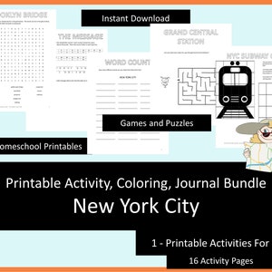 Printable Activities for Kids, Coloring Book, Journal Bundle New York ...