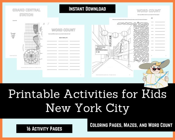 Printable Activities for Kids New York City Homeschool - Etsy