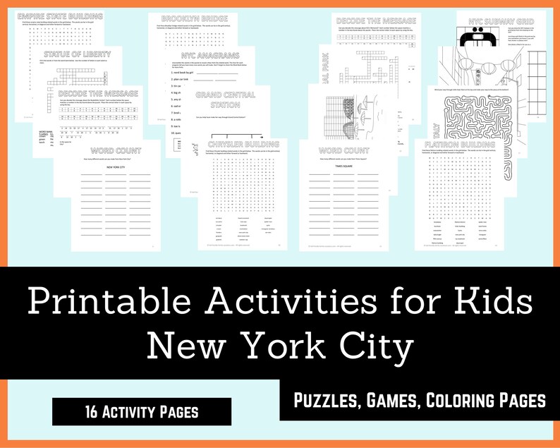 Printable Activities for Kids New York City Homeschool - Etsy