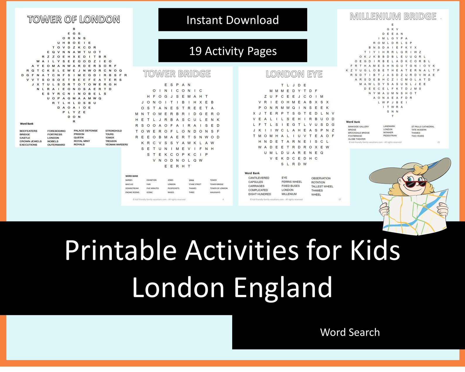 Printable Travel Activities for Kids London England, Travel Games ...