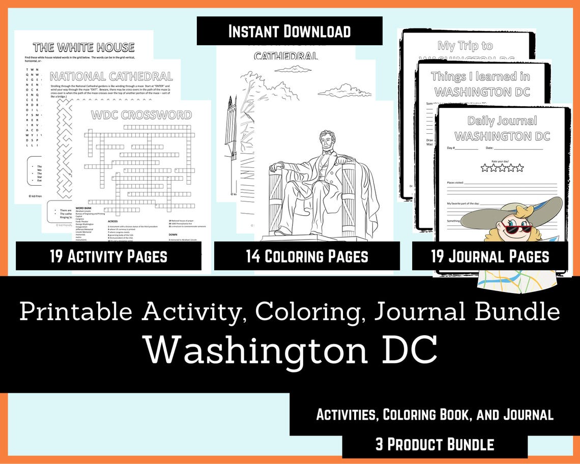 Printable Activities for Kids, Coloring Book, Journal Bundle ...