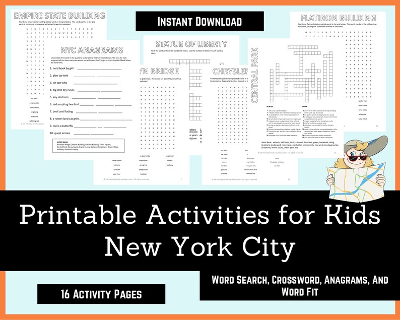 Printable Activities for Kids New York City Homeschool - Etsy