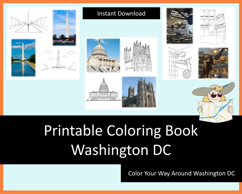 Washington DC Trip Kids Travel Coloring Pages, Printable Coloring Kids ...