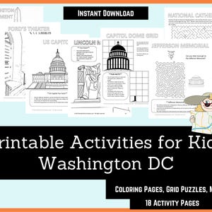 Printable Activities for Kids - Washington DC , Homeschool, Travel Play ...