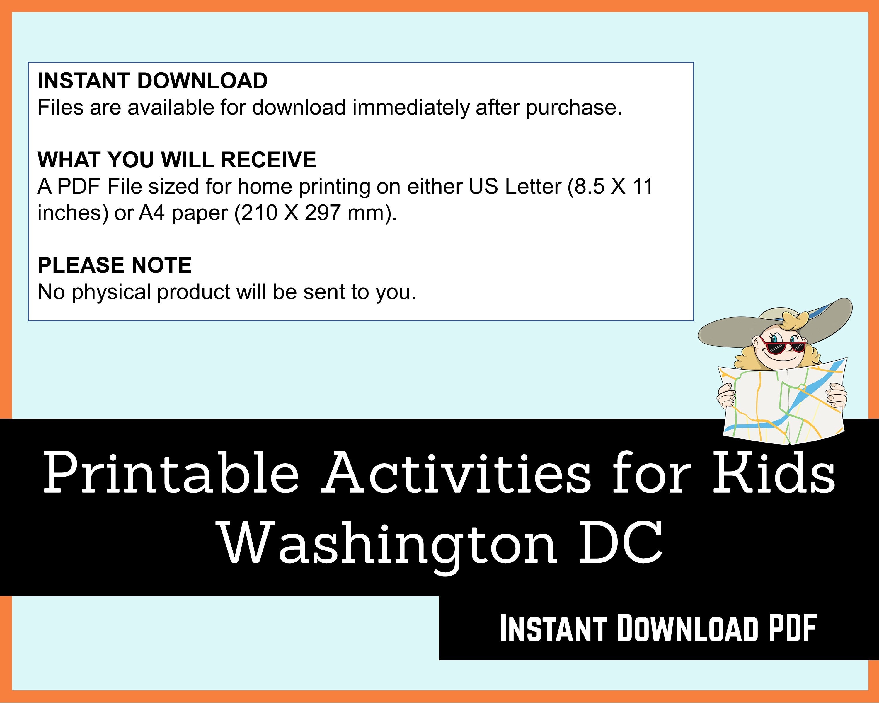 Printable Activities for Kids - Washington DC , Homeschool, Travel Play ...