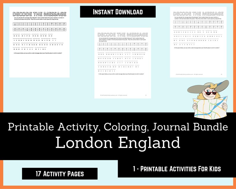 Printable Activities for Kids, Coloring Book, Journal Bundle - London ...
