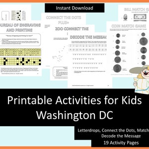 Printable Activities for Kids - Washington DC , Homeschool, Travel Play ...