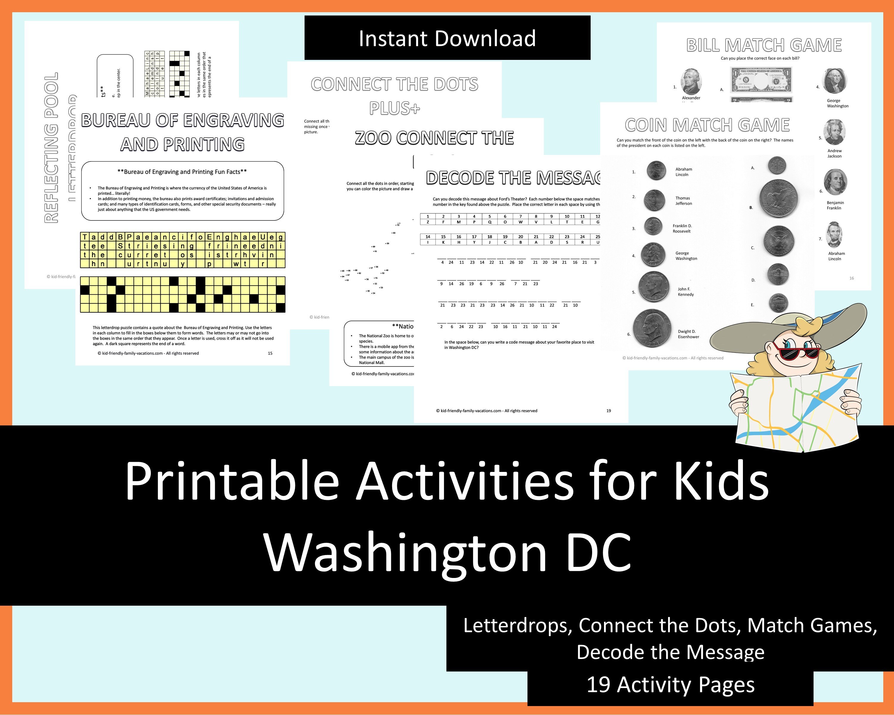 Printable Activities for Kids - Washington DC , Homeschool, Travel Play ...