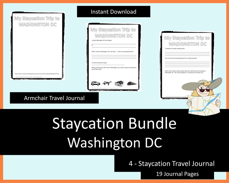 Staycation Bundle Washington DC, Printable Activities, Coloring Book ...