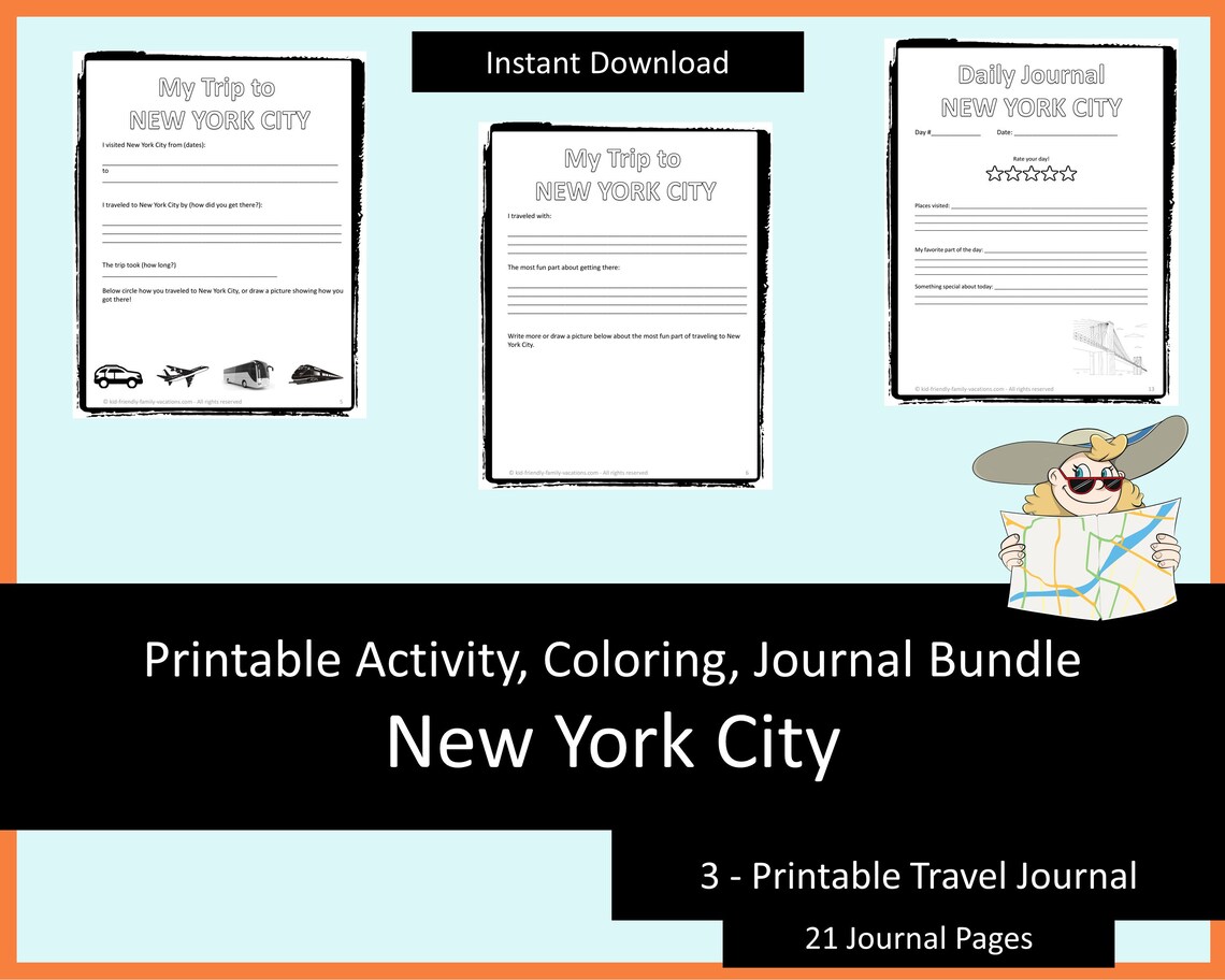 Printable Activities for Kids, Coloring Book, Journal Bundle - New York ...