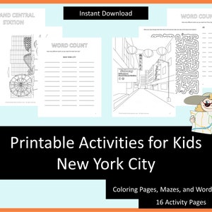 Printable Activities for Kids New York City, Homeschool, Travel Play ...