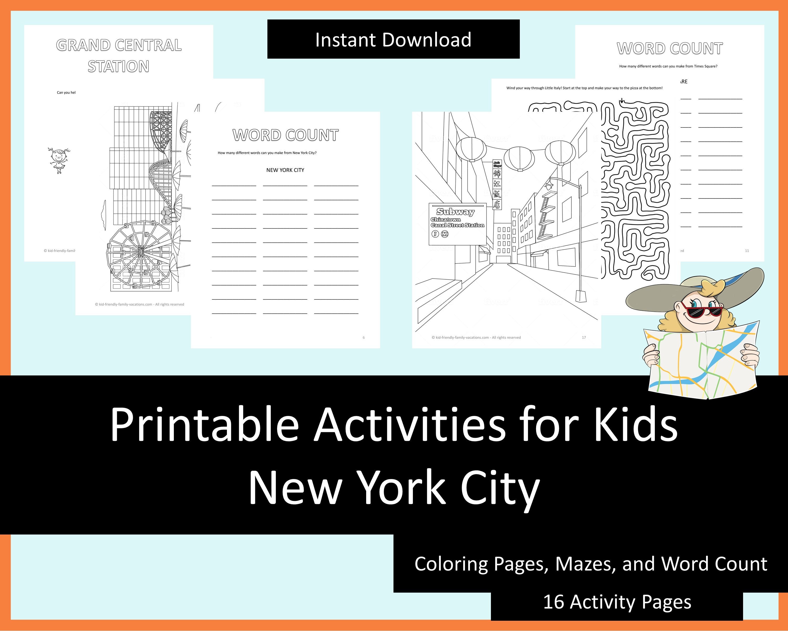 Printable Activities for Kids New York City, Homeschool, Travel Play ...