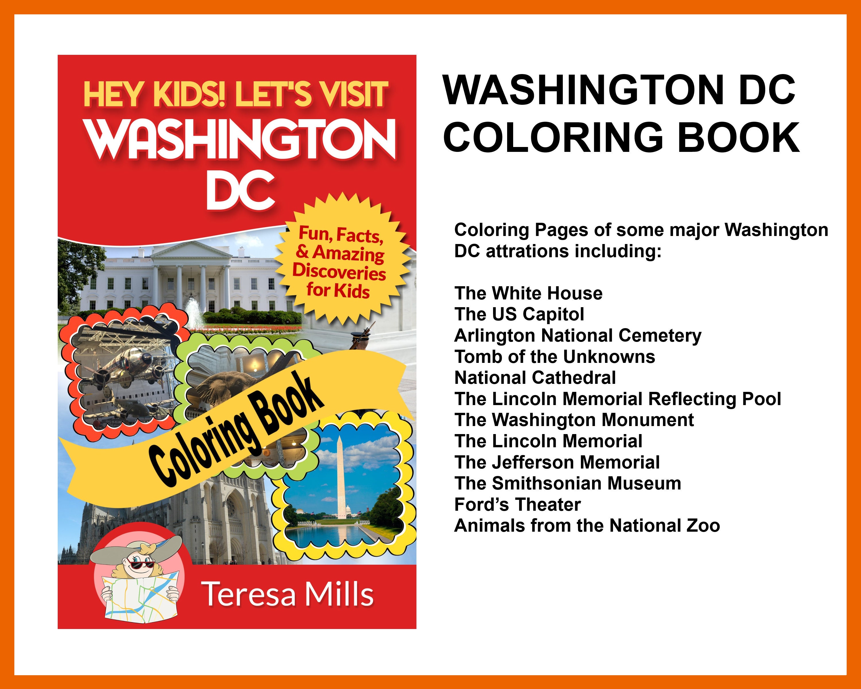 Washington DC Trip Kids Travel Coloring Pages, Printable Coloring Kids ...