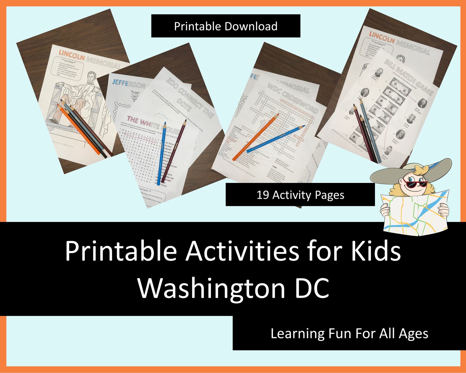 Printable Activities for Kids - Washington DC , Homeschool, Travel Play ...